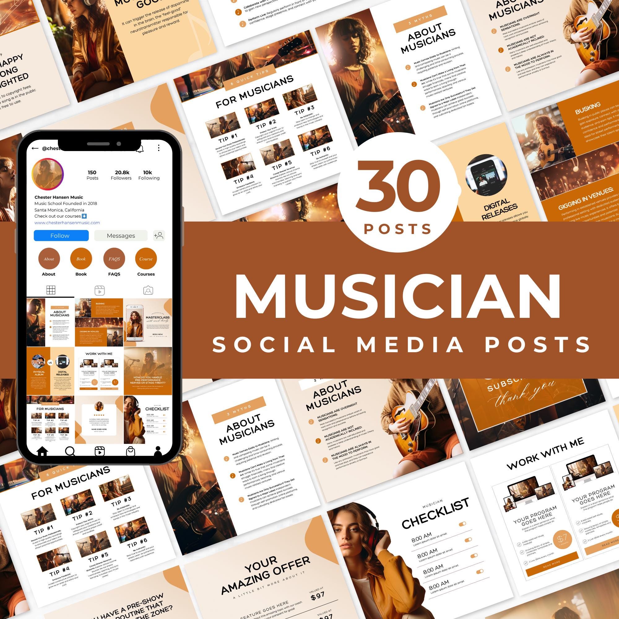Musician Instagram Templates Musician Content Posts Musician Templates ...