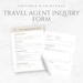 Travel Agent Inquiry Form Template Travel Business Form Travel Agency ...