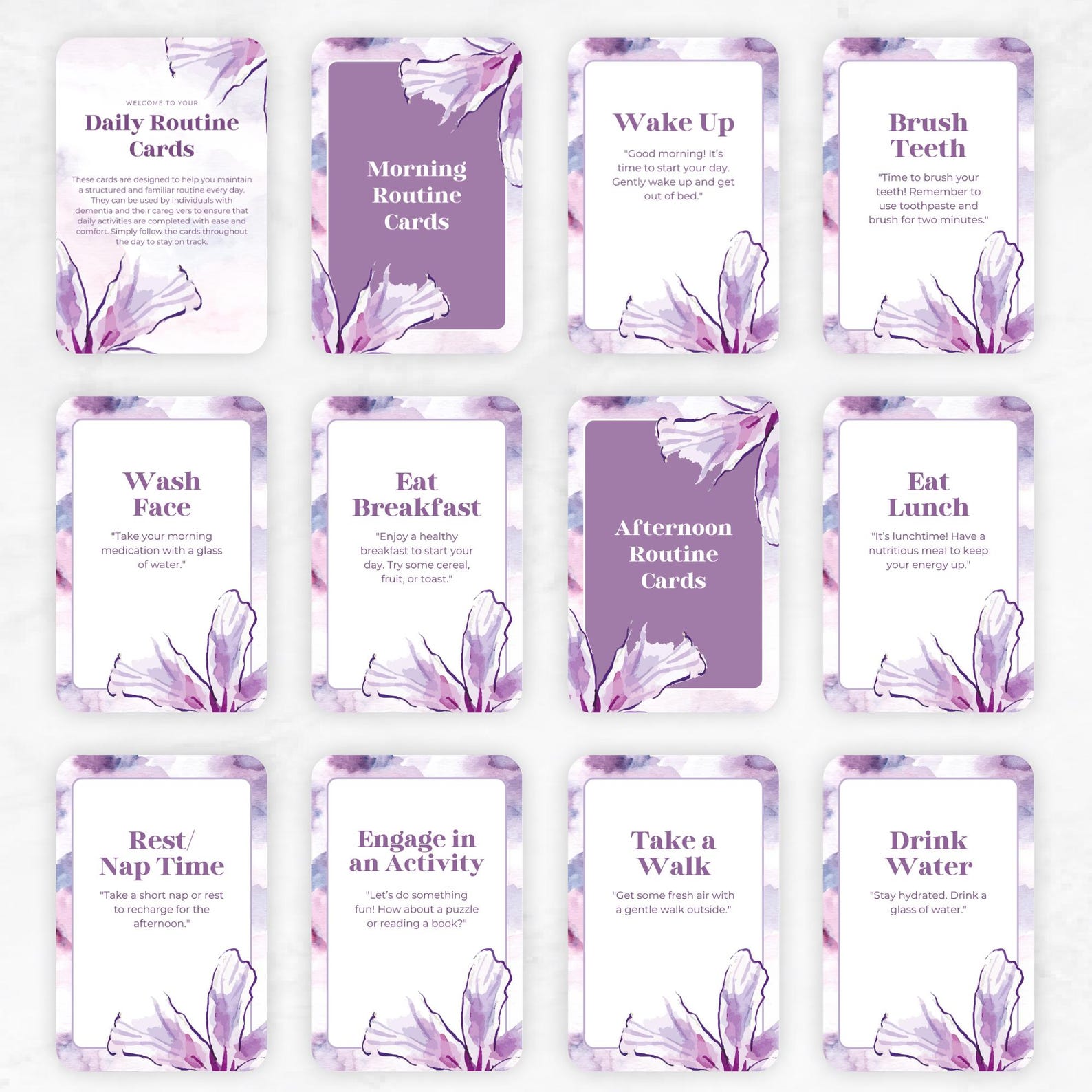 Daily Routine Cards for Dementia Patients Alzheimer's Routine Cards ...