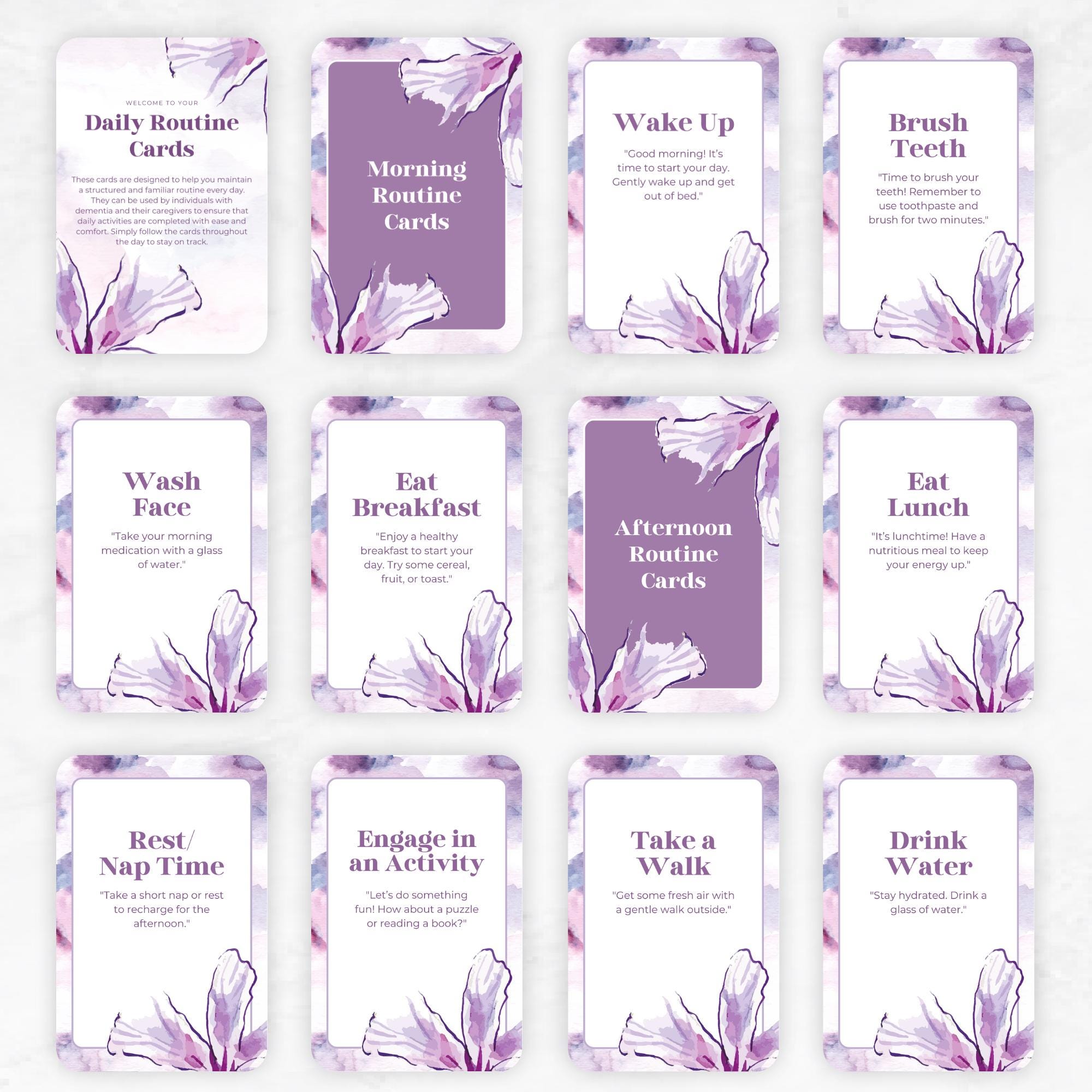 Daily Routine Cards for Dementia Patients Alzheimer's Routine Cards ...