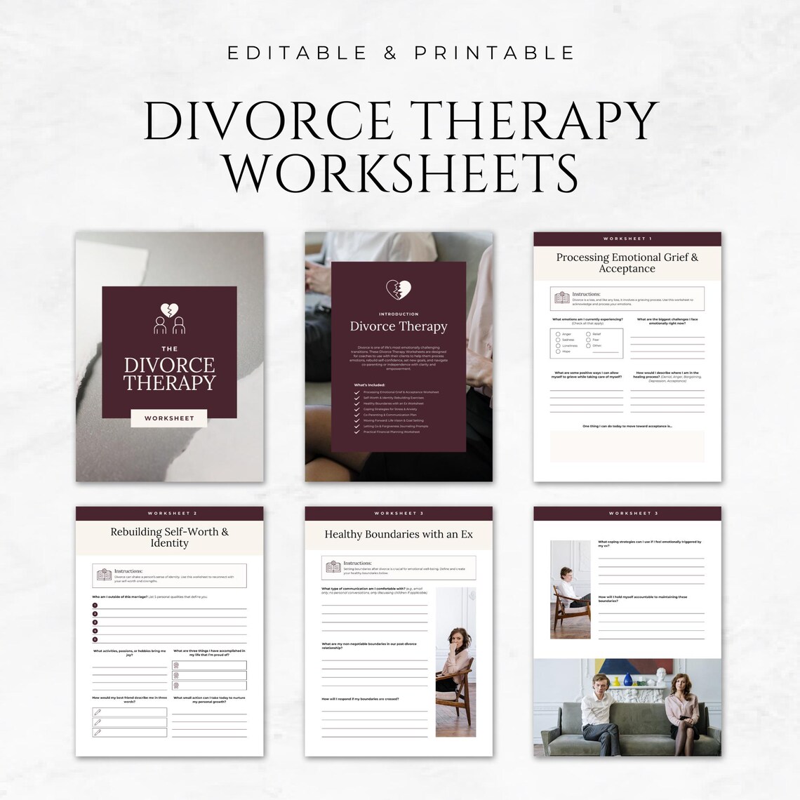 Divorce Therapy Worksheets Template Printable Healing After Divorce ...