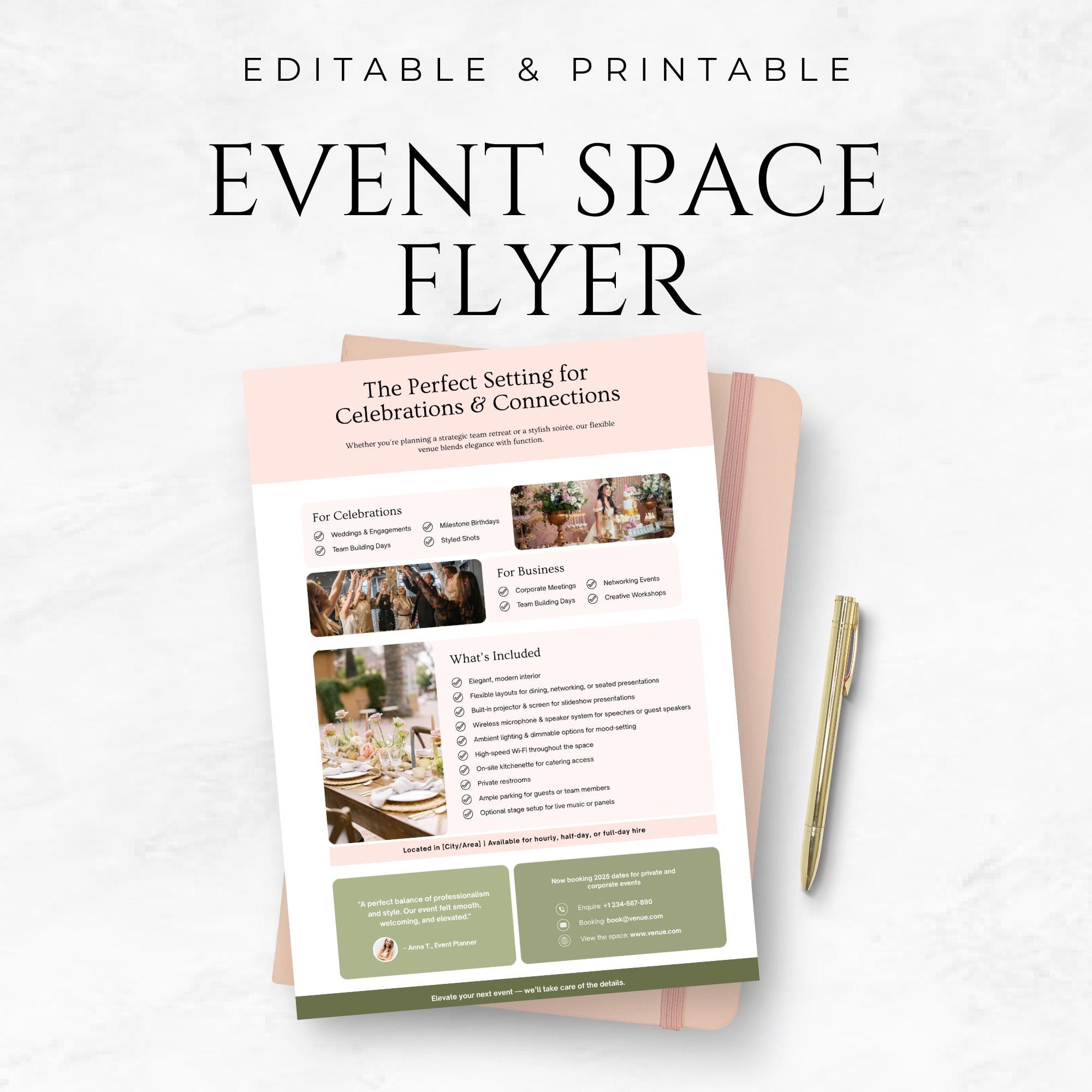 Event Space Flyer Template Printable Venue Marketing Flyer Party Hall ...