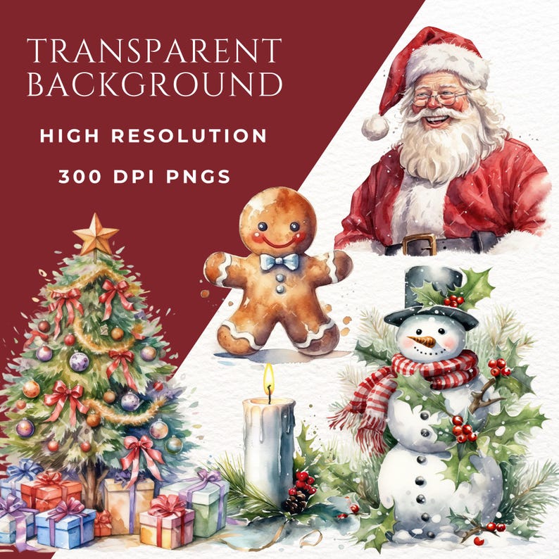 Vintage Christmas Clipart Retro Old Fashioned Christmas Graphics ...