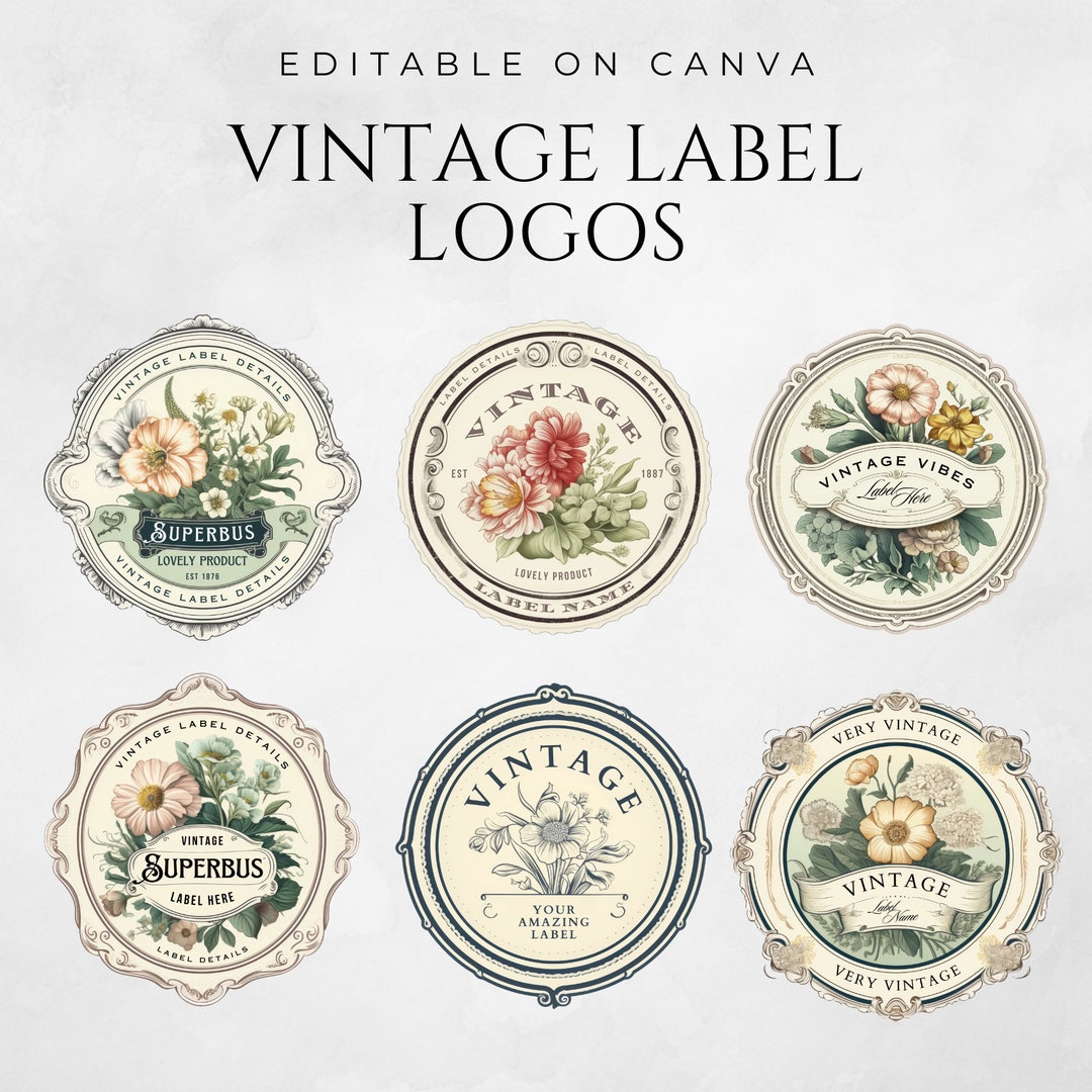Vintage Label Logo Templates Retro Logo Design Canva Editable Logo ...