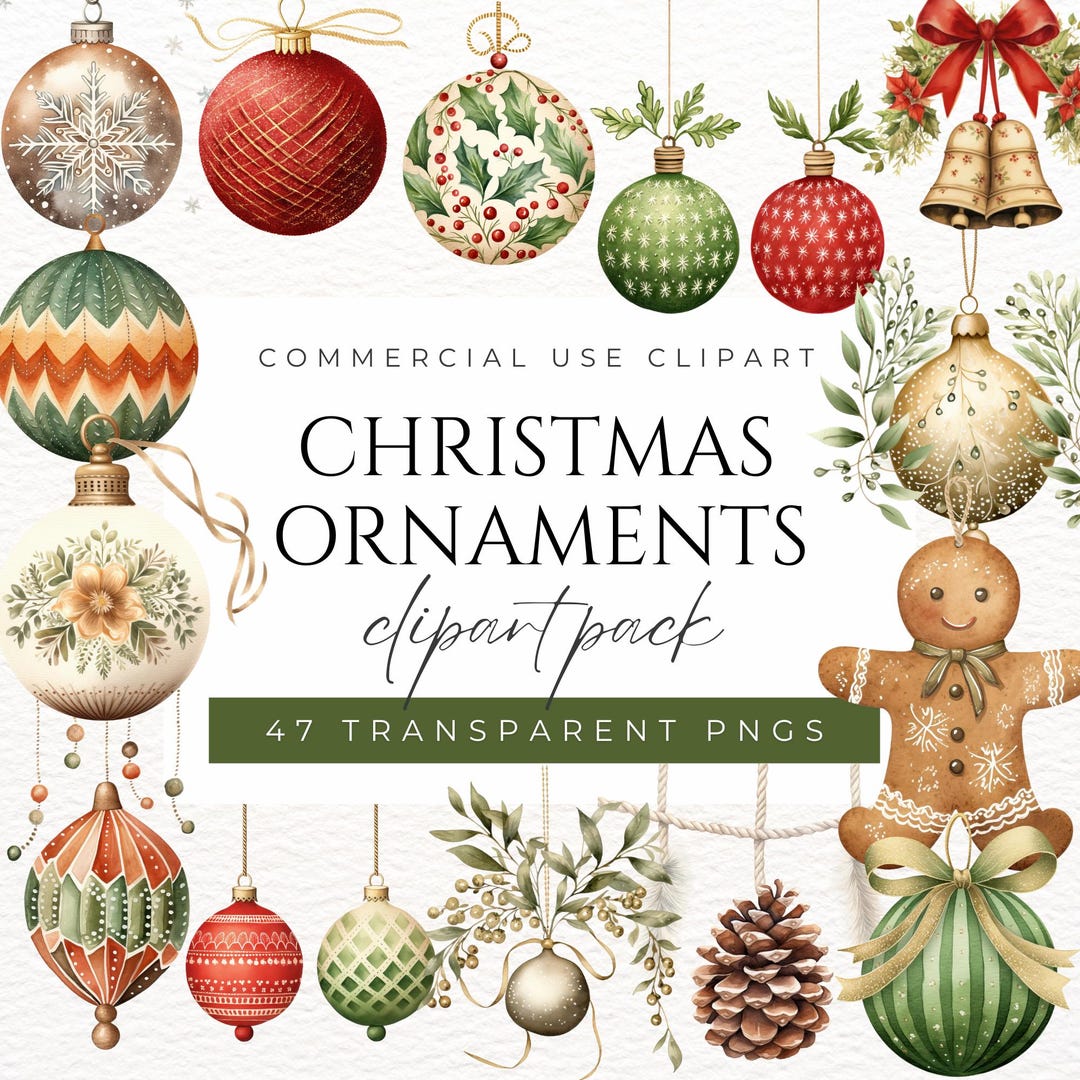 Christmas Ornaments Clipart Vintage Ornaments Pinecone Clipart ...