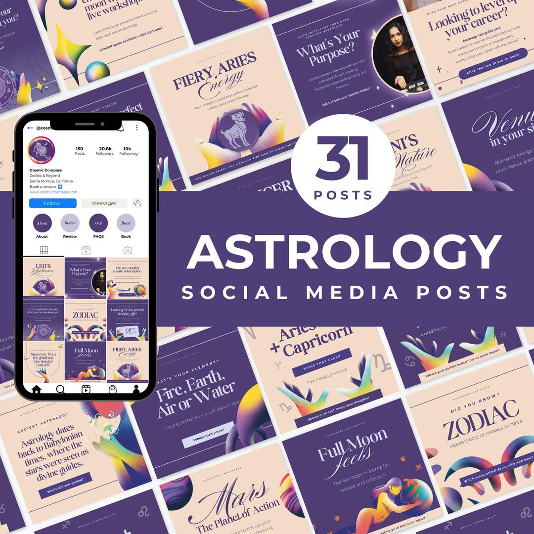 Astrology Social Media Posts Template Zodiac Instagram Templates ...