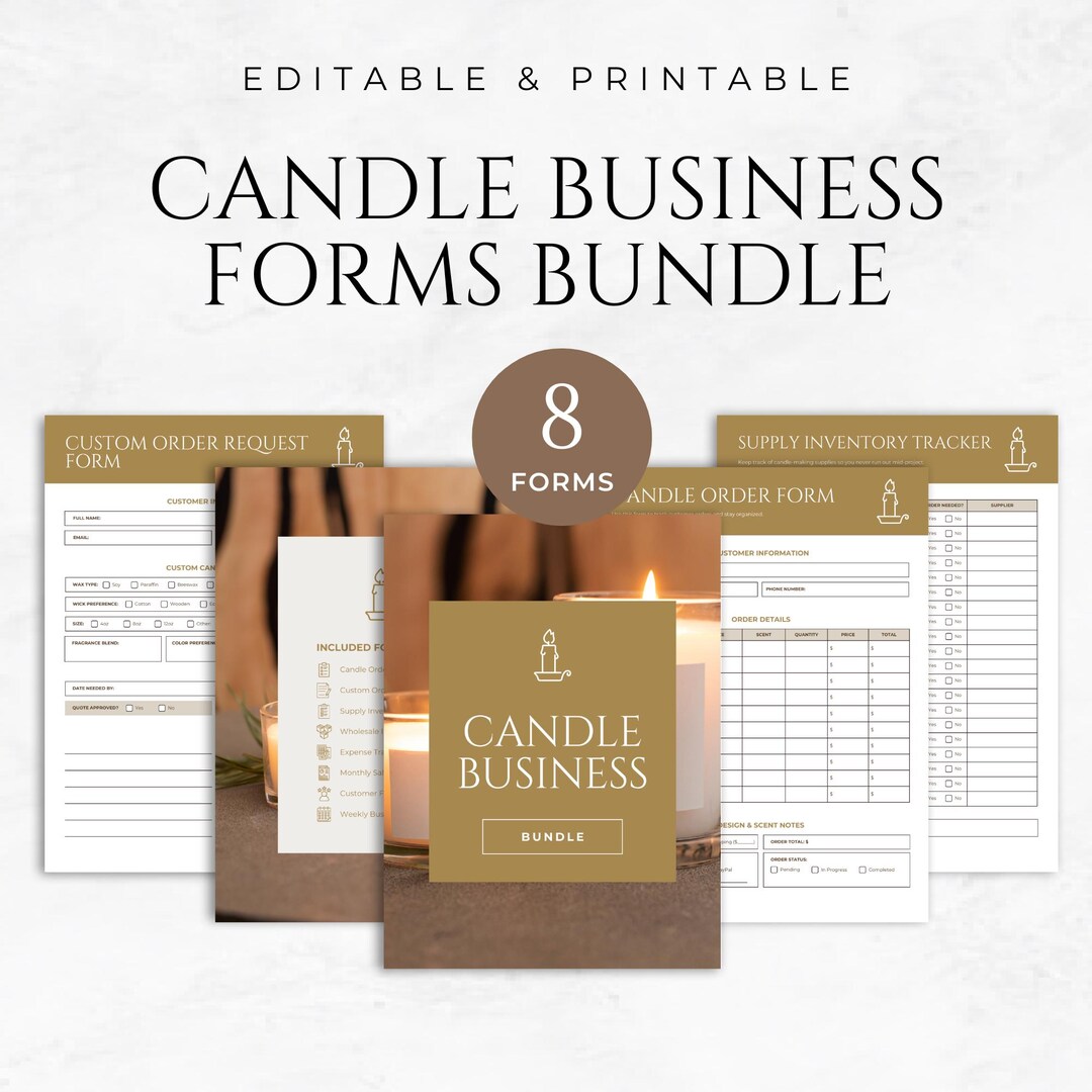 Candle Business Forms Bundle Templates Printable Candle Custom Order ...
