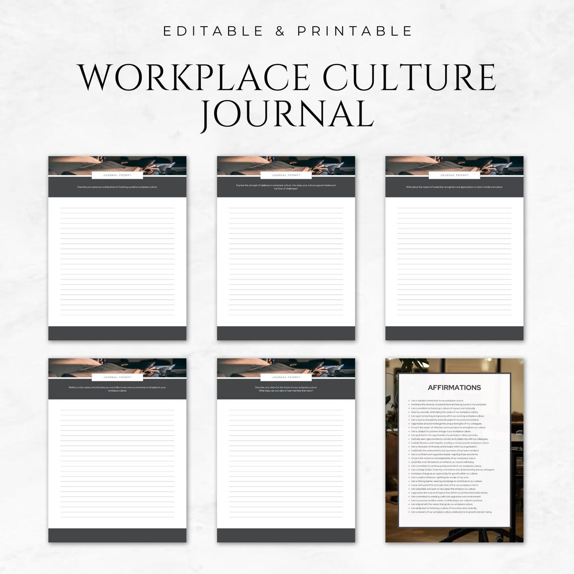 Workplace Culture Journal Template Printable Team Building Journal ...