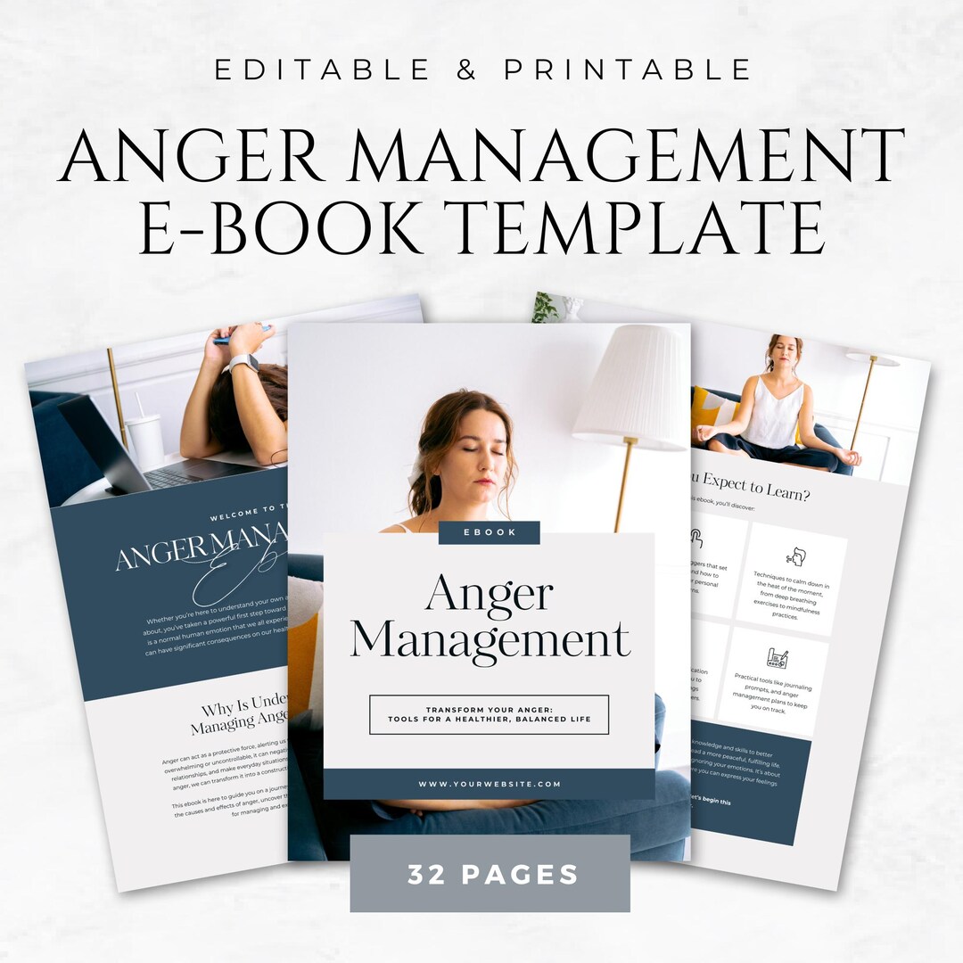 Anger Management Ebook Template Canva Emotional Control Guide Manage ...