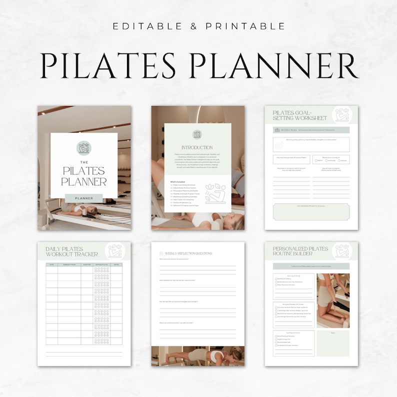 Pilates Planner Templates Printable Pilates Workout Tracker Pilates ...