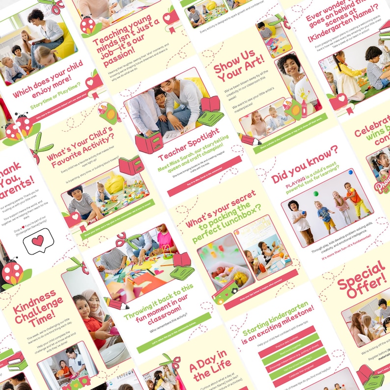 Kindergarten Social Media Posts Templates Kindergarten Instagram Posts ...