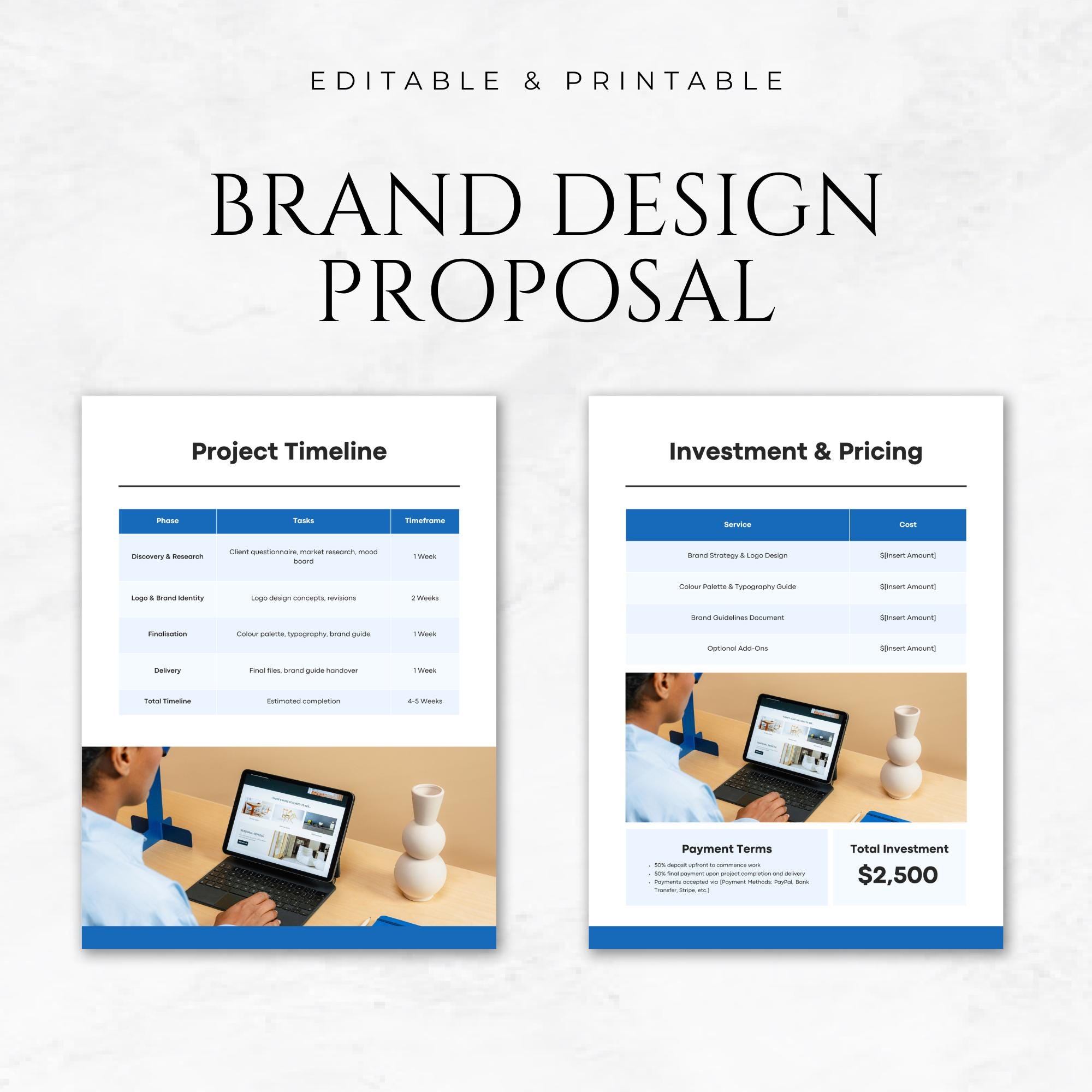 Brand Design Proposal Template Printable Graphic Design Contract Client ...