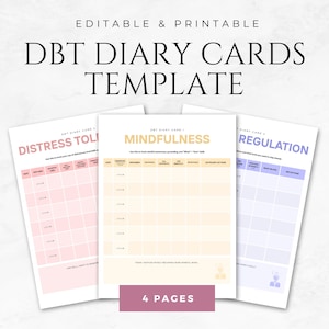 DBT Diary Cards Canva Template – Printable & Editable Dialectical ...