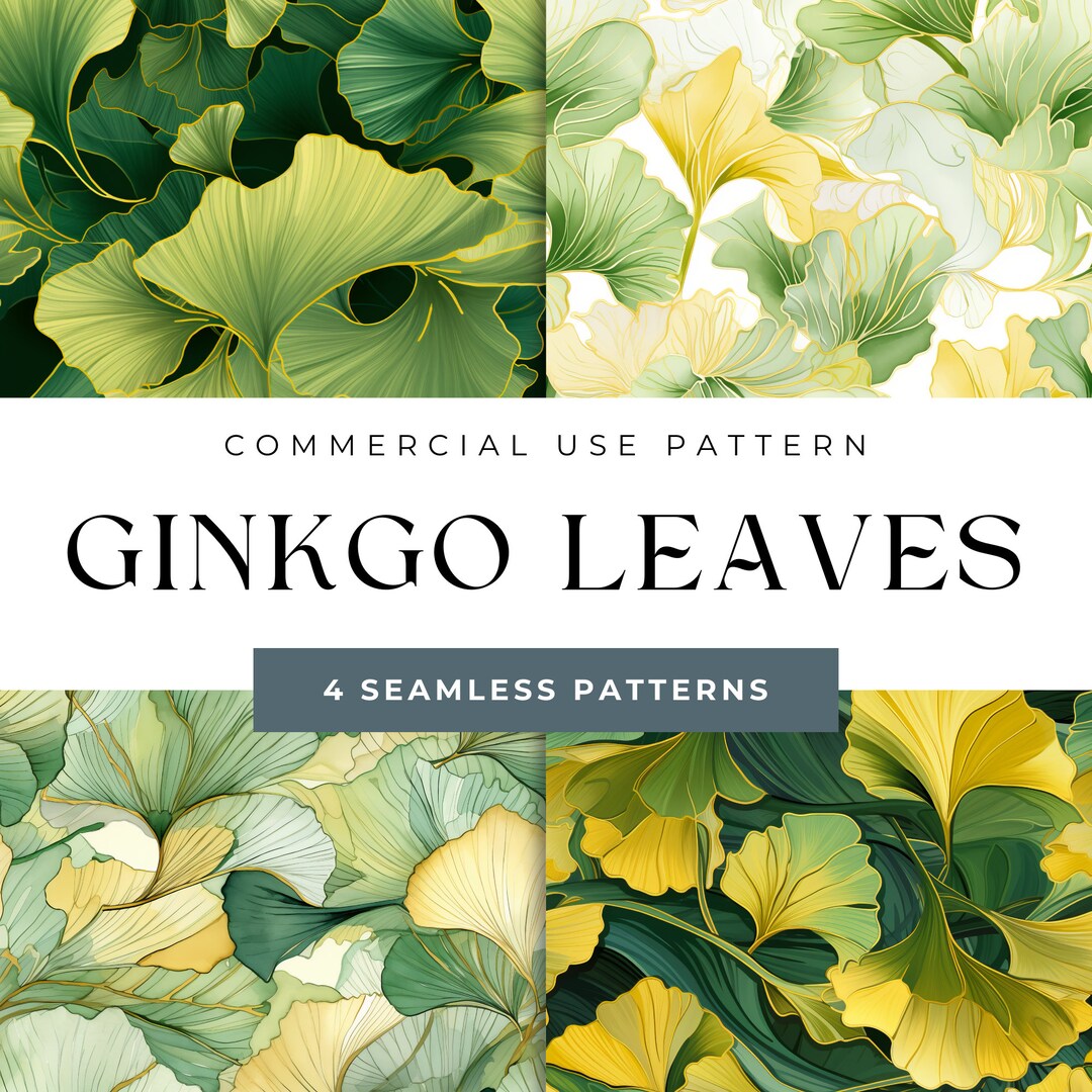 Seamless Ginkgo Leaves Digital Patterns Art Nouveau Patterns Leaf ...