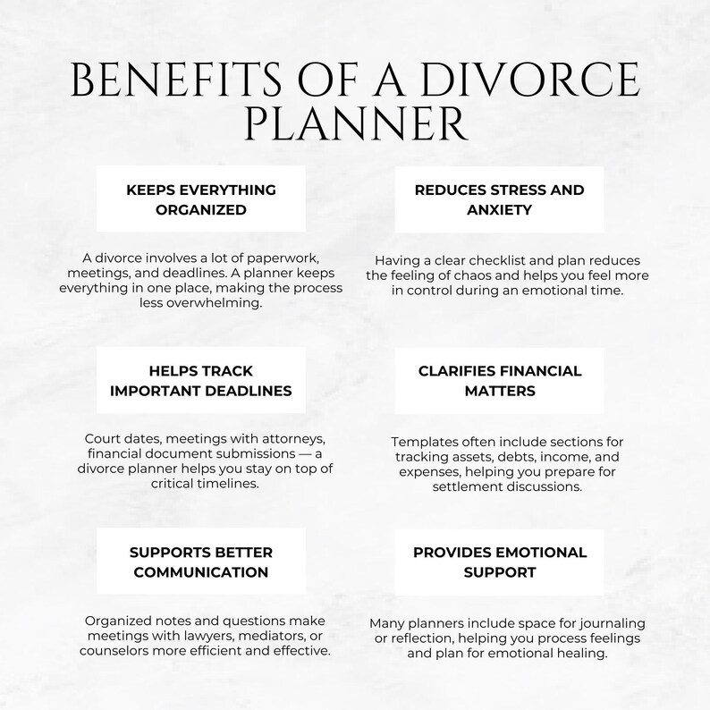 Divorce Planner Templates Printable Divorce Journal Divorce Organizer ...
