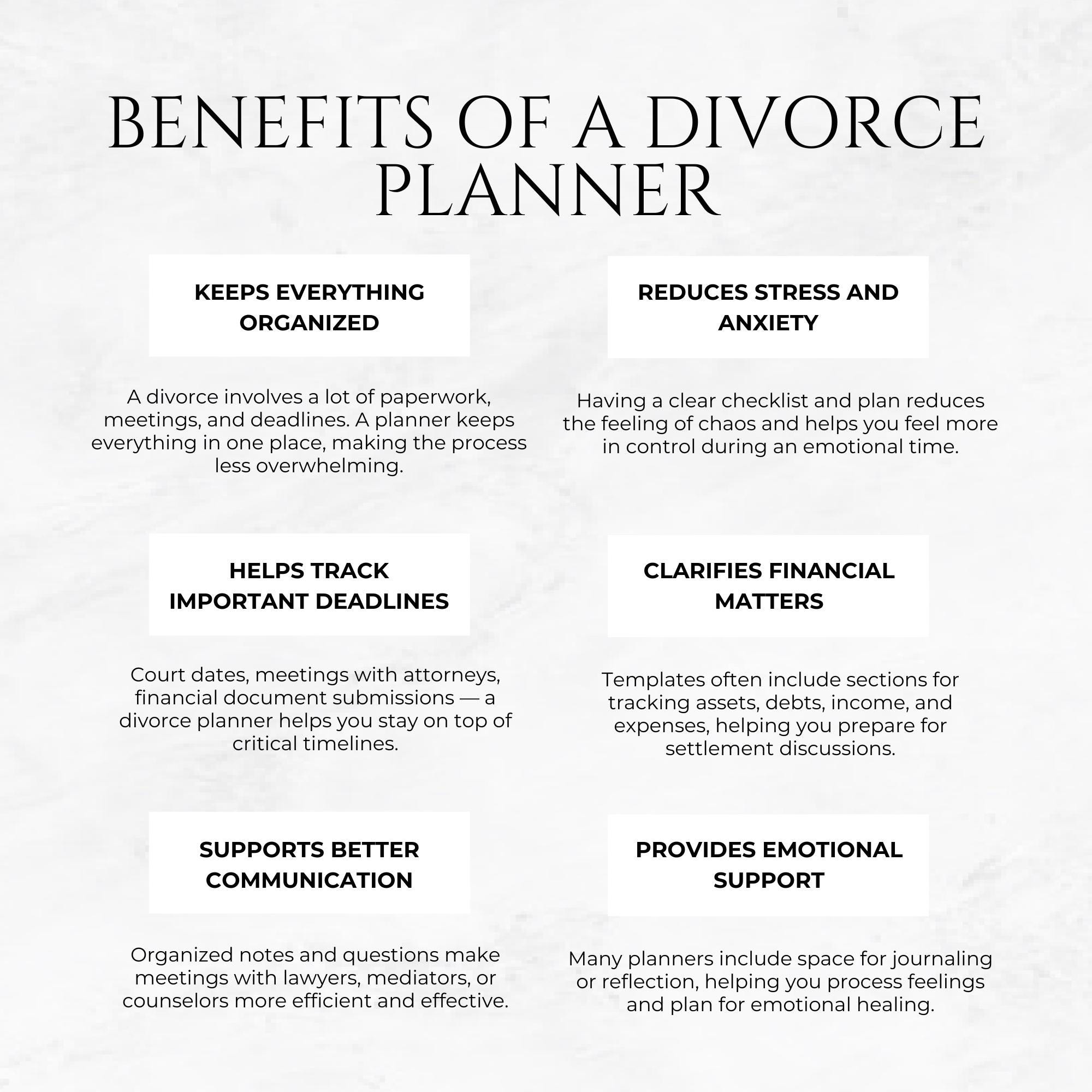 Divorce Planner Templates Printable Divorce Journal Divorce Organizer ...
