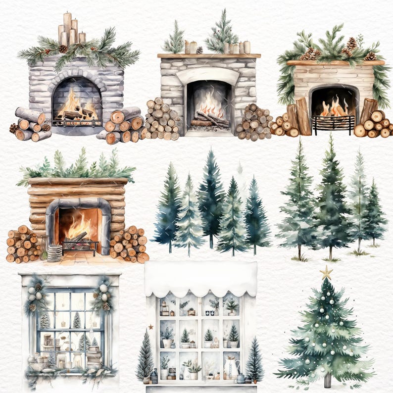 Scandinavian Christmas Clipart Nordic Winter Clipart Hygge Christmas ...