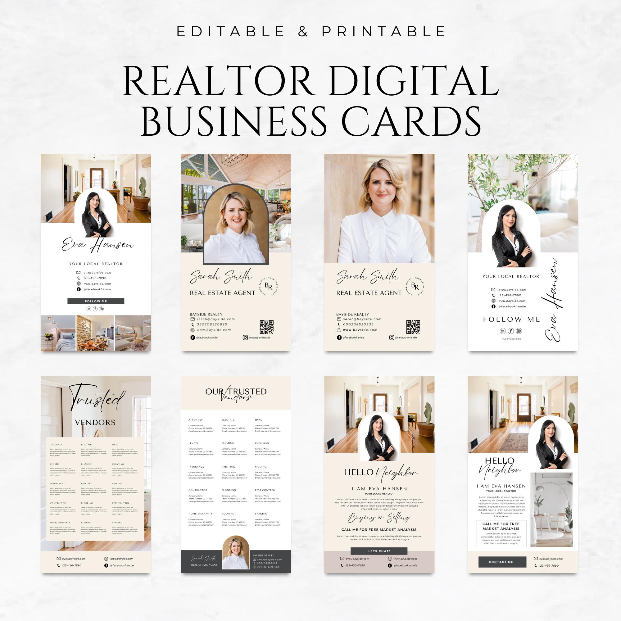 Realtor Digital Business Card Printable Minimalist Real Estate Business ...