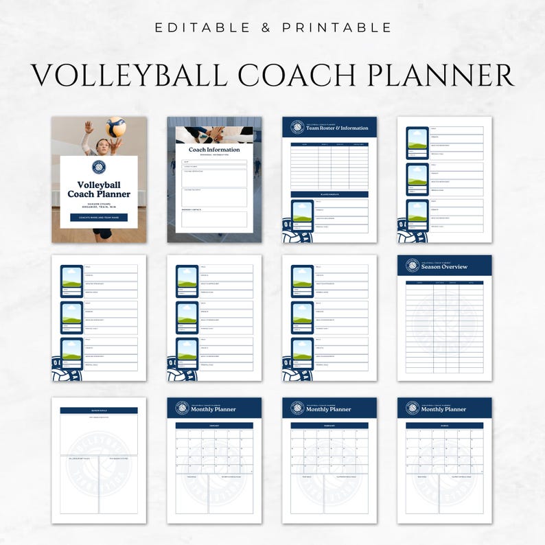 Volleyball Coach Planner Template Printable Sports Coaching Planner Volleyball Training ...