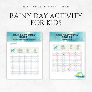 Rainy Day Activity for Kids Template Printable Word Search for Kids ...