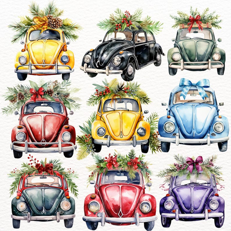 Christmas Cars Clipart Vintage Christmas Car Holiday Car Clipart ...