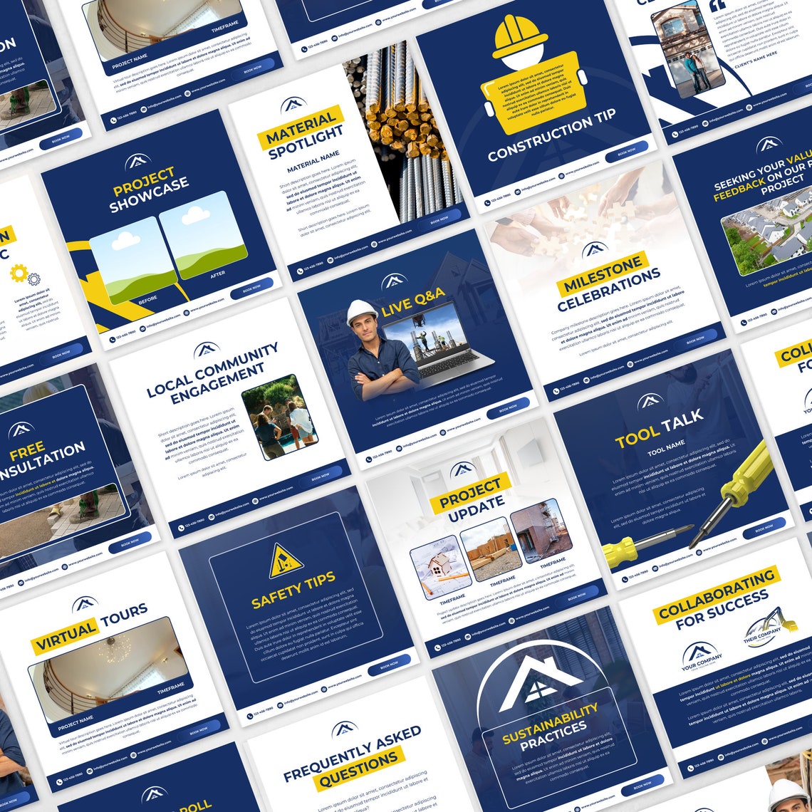 Construction Instagram Posts Templates Construction Social Media ...