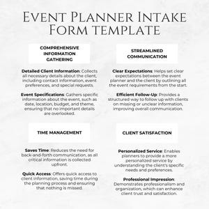 Event Planner Intake Form Template Event Planning Form Wedding Event ...