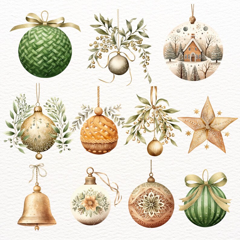 Christmas Ornaments Clipart Vintage Ornaments Pinecone Clipart ...
