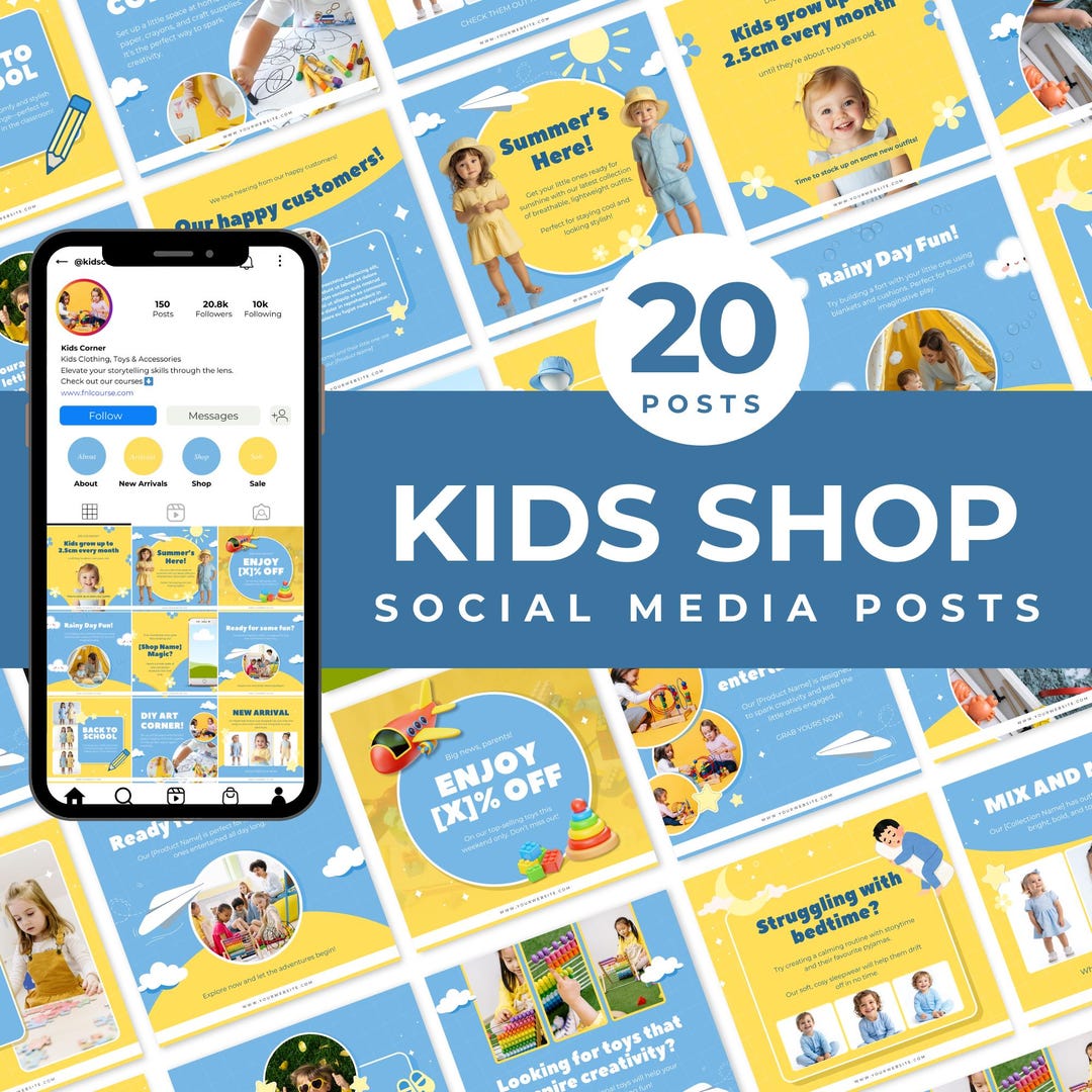 Kids Shop Colorful Social Media Posts Kids Clothing Instagram Templates ...