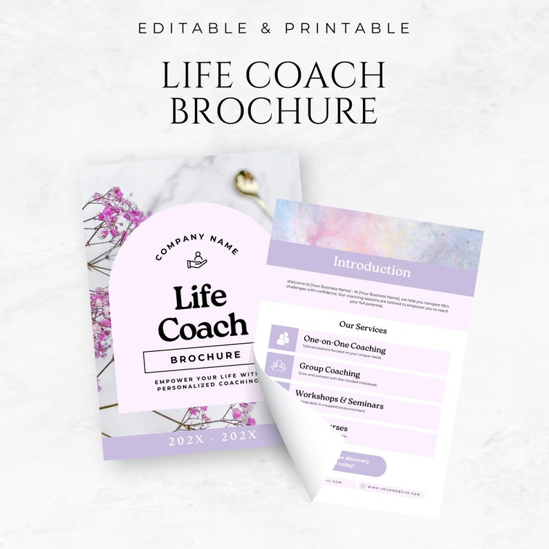 Life Coach Brochure Template Printable Business Coach Brochure Canva ...