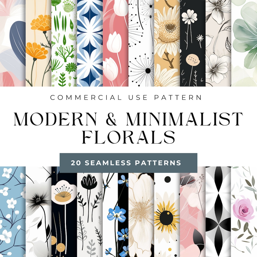 Seamless Minimalist Modern Floral Patterns Watercolor Floral Pattern ...