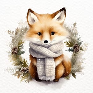 Cute Winter Foxes Clipart Christmas Foxes PNG Woodland Fox Christmas ...