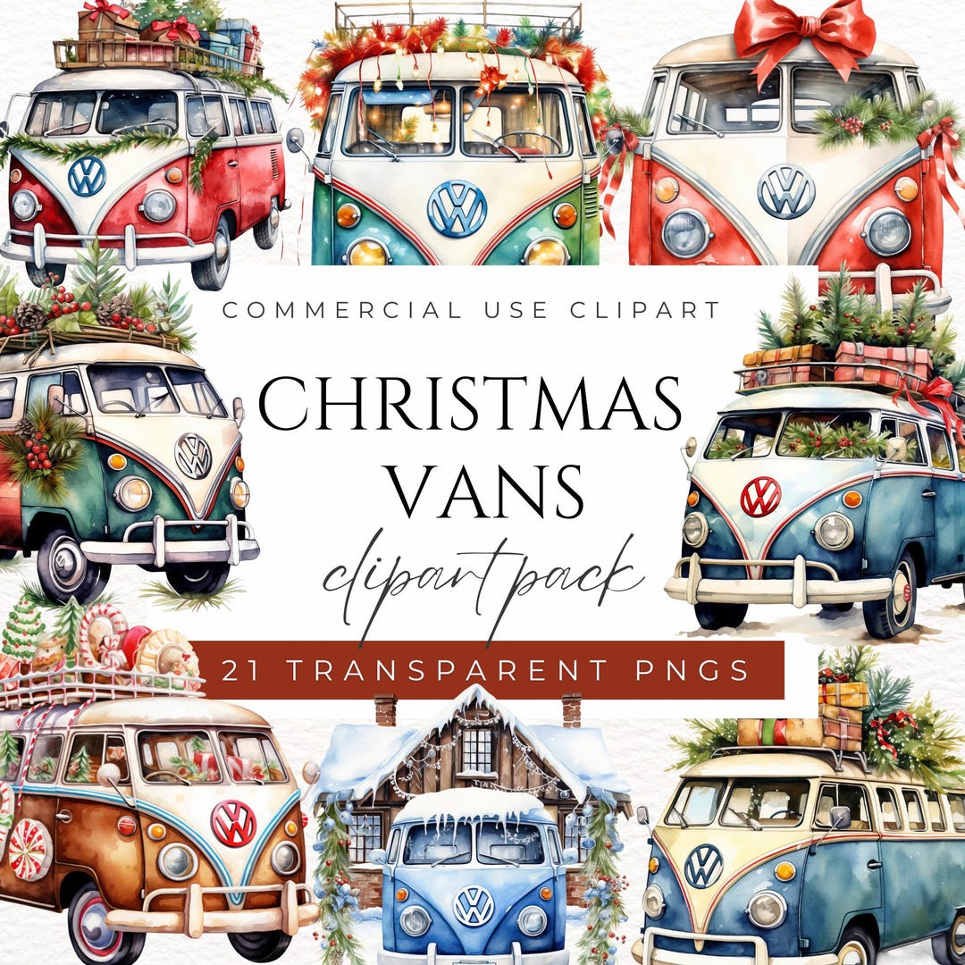 Christmas Vans Clipart Holiday Van Vintage Van Retro Van Christmas ...