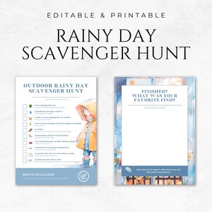 Rainy Day Scavenger Hunt Template Printable Indoor Kids Scavenger Hunt ...