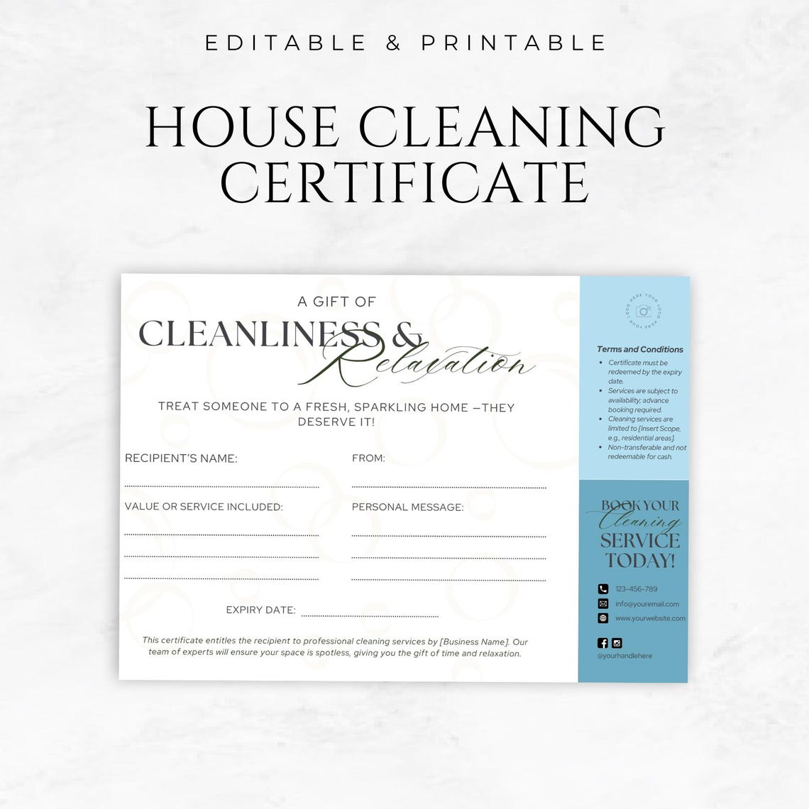House Cleaning Certificate Template Printable Cleaning Service ...