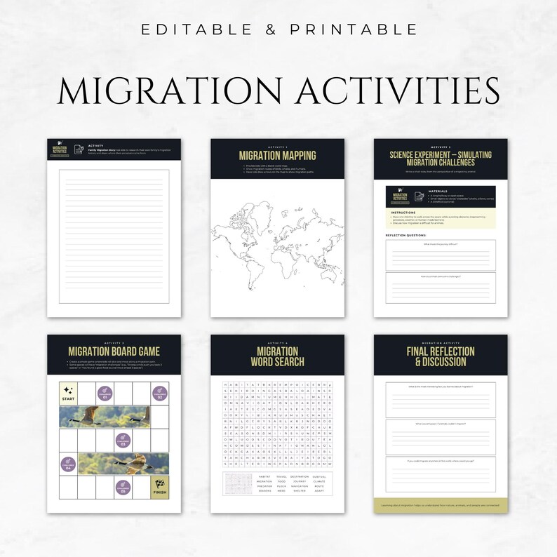 Migration Activities Templates Printable Migration Worksheet Animal ...