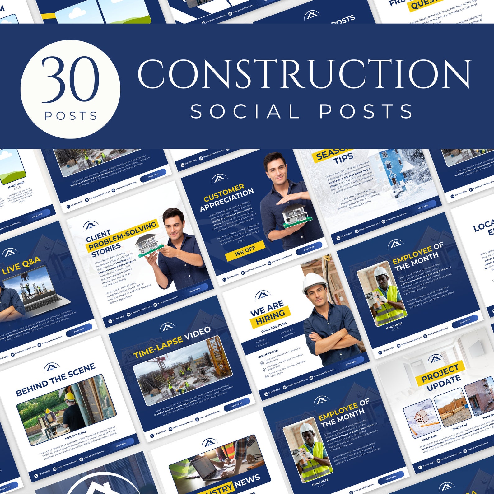 Construction Instagram Posts Templates Construction Social Media ...