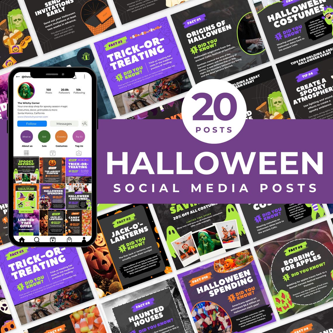 Halloween Social Media Post Template Spooky Instagram Template ...
