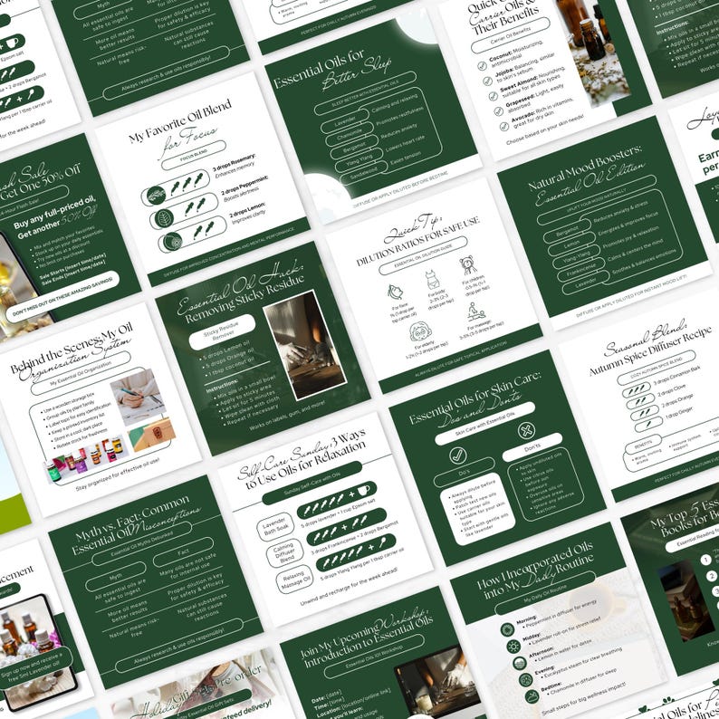 Essential Oils Social Media Posts Aromatherapy Instagram Templates ...