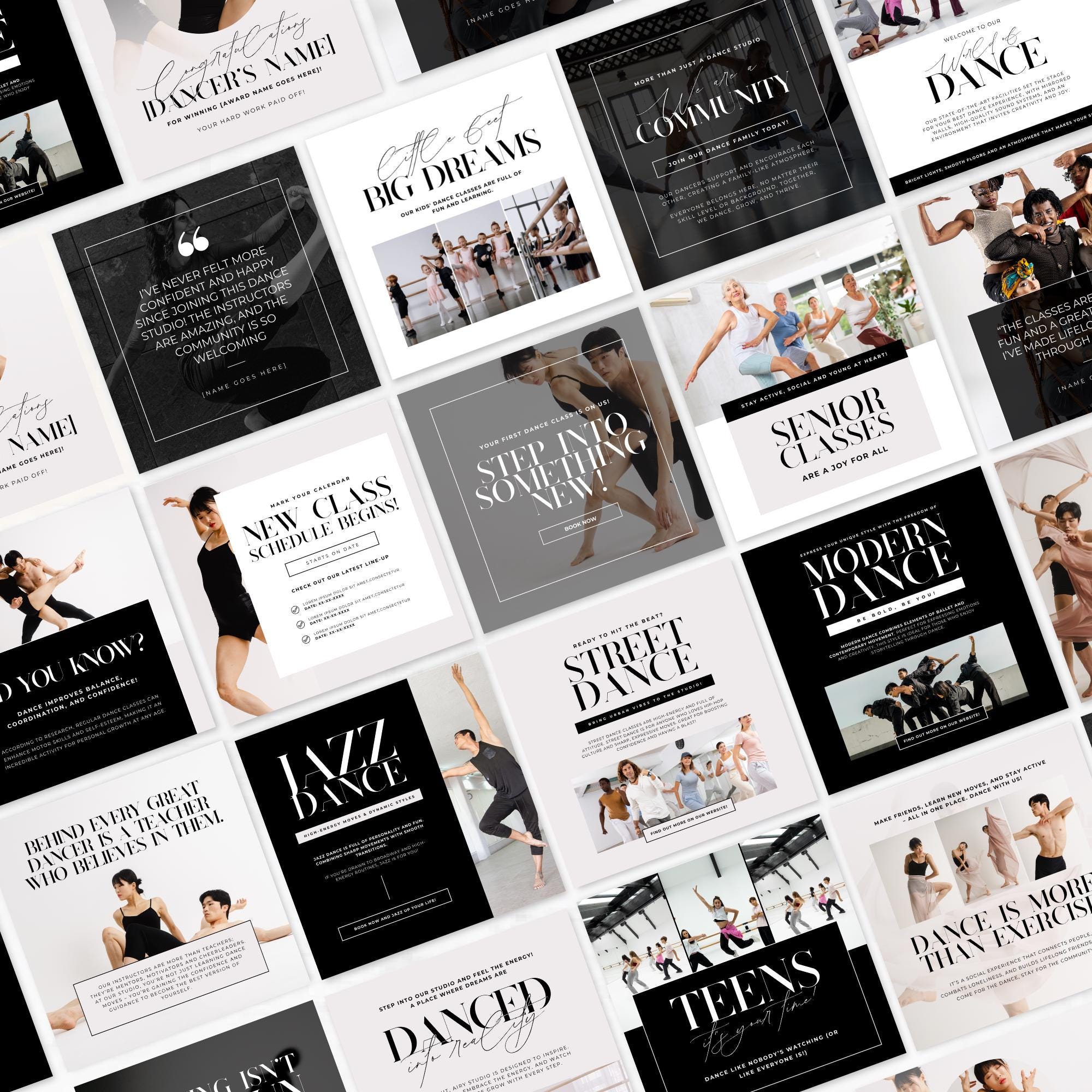 Dance Studio Instagram Post Templates Canva Dance Social Media Post ...