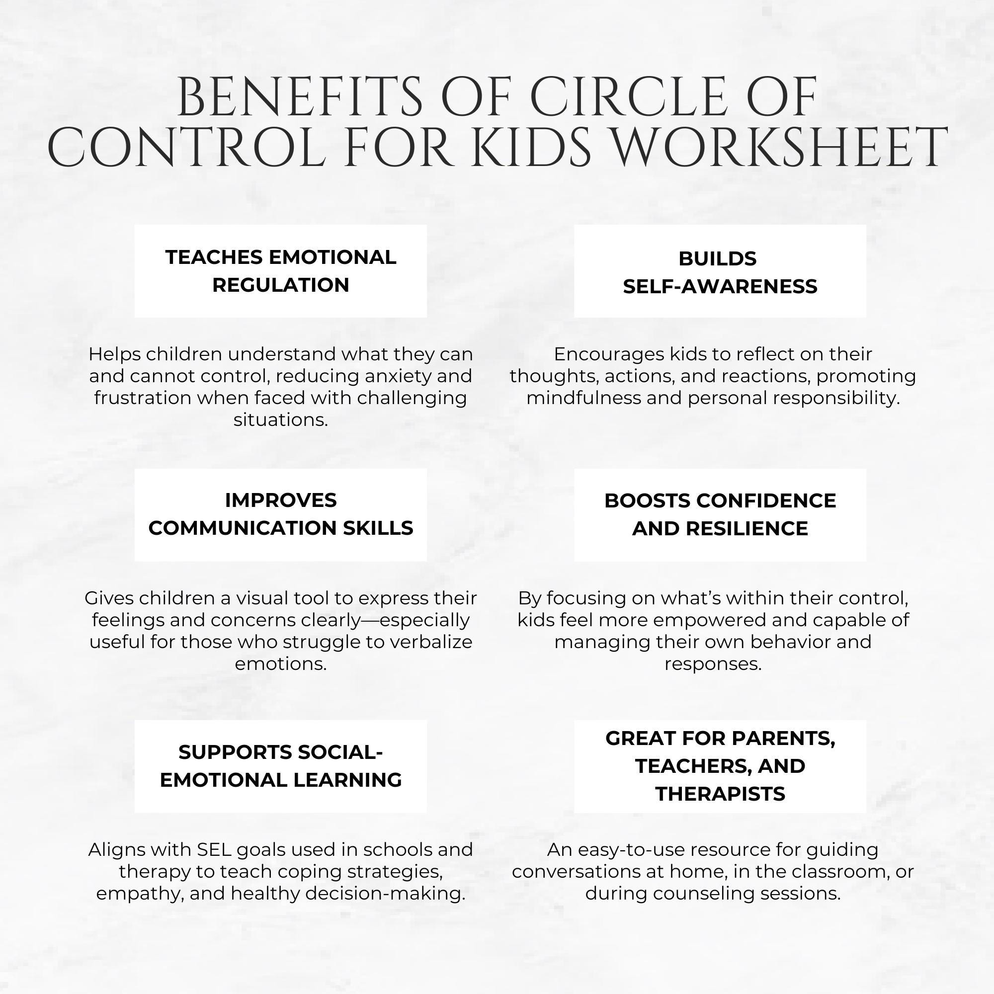 Circle of Control for Kids Worksheet Template Printable Emotional ...
