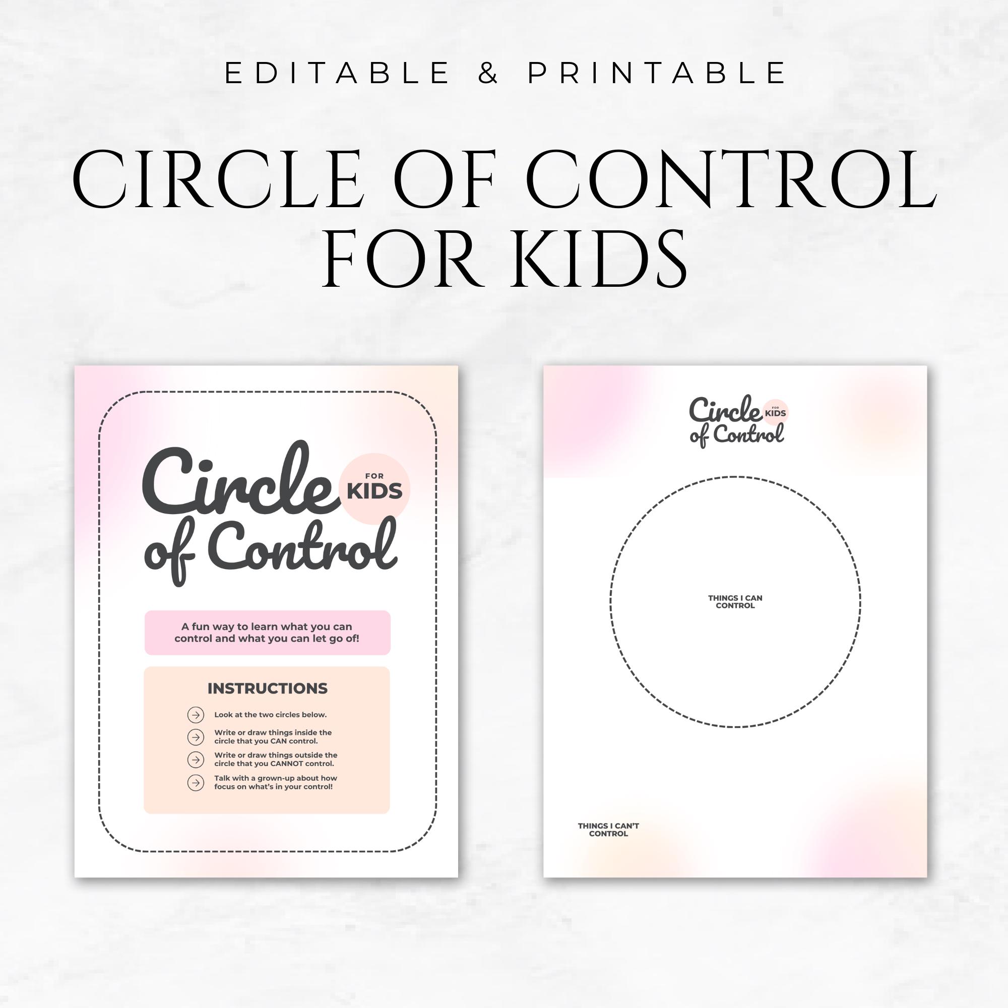Circle of Control for Kids Worksheet Template Printable Emotional ...
