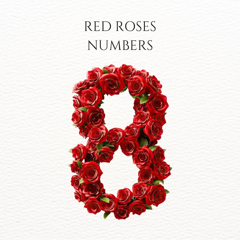 Red Roses Numbers Clipart Floral Numbers Clipart Rose Number Graphics ...