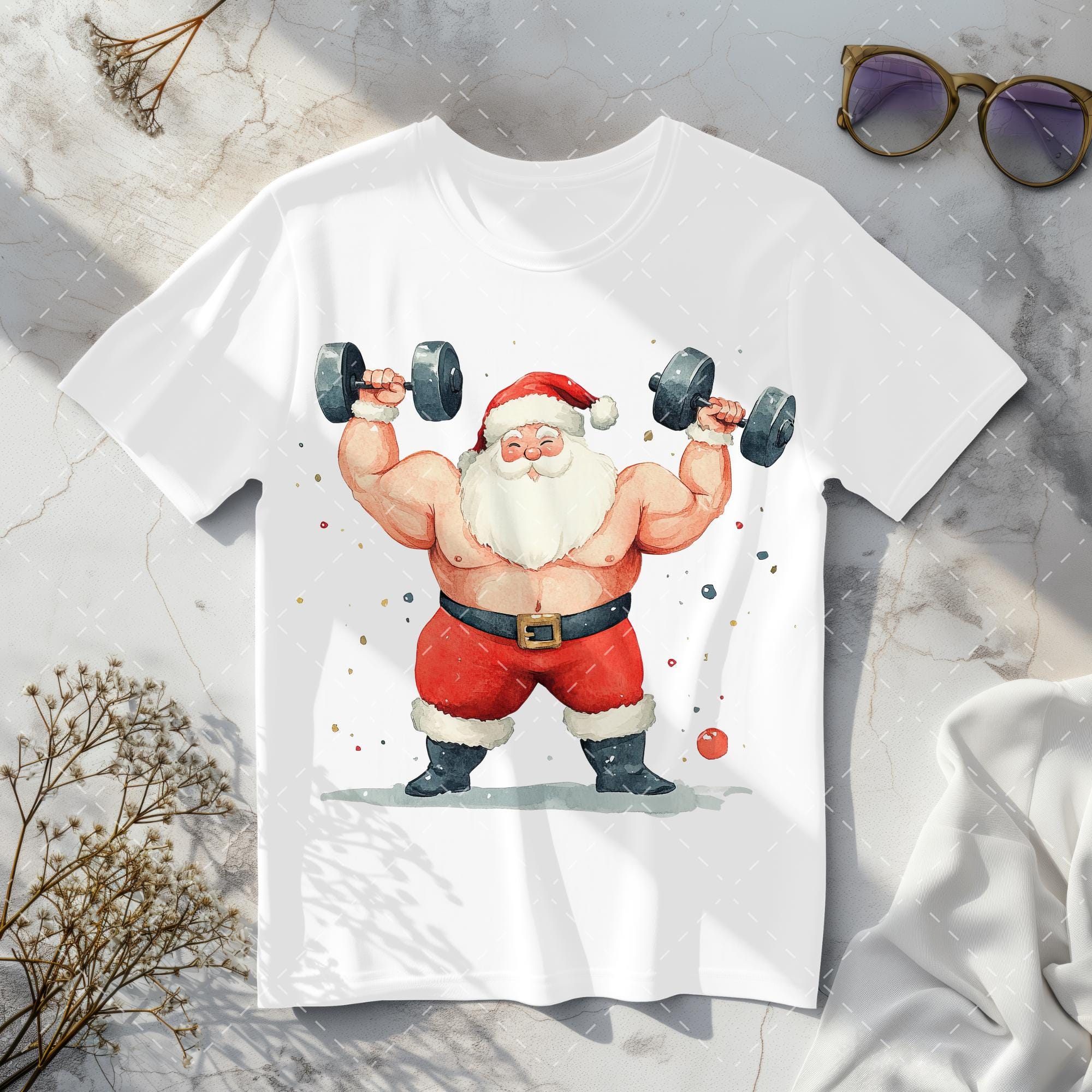 Muscular Santa Claus Clipart Powerlifter Santa Strong Santa Bodybuilder ...