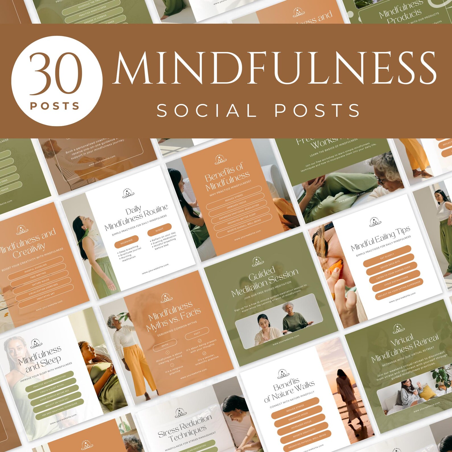 Mindfulness Coach Instagram Posts Templates Mindfulness Social Media ...