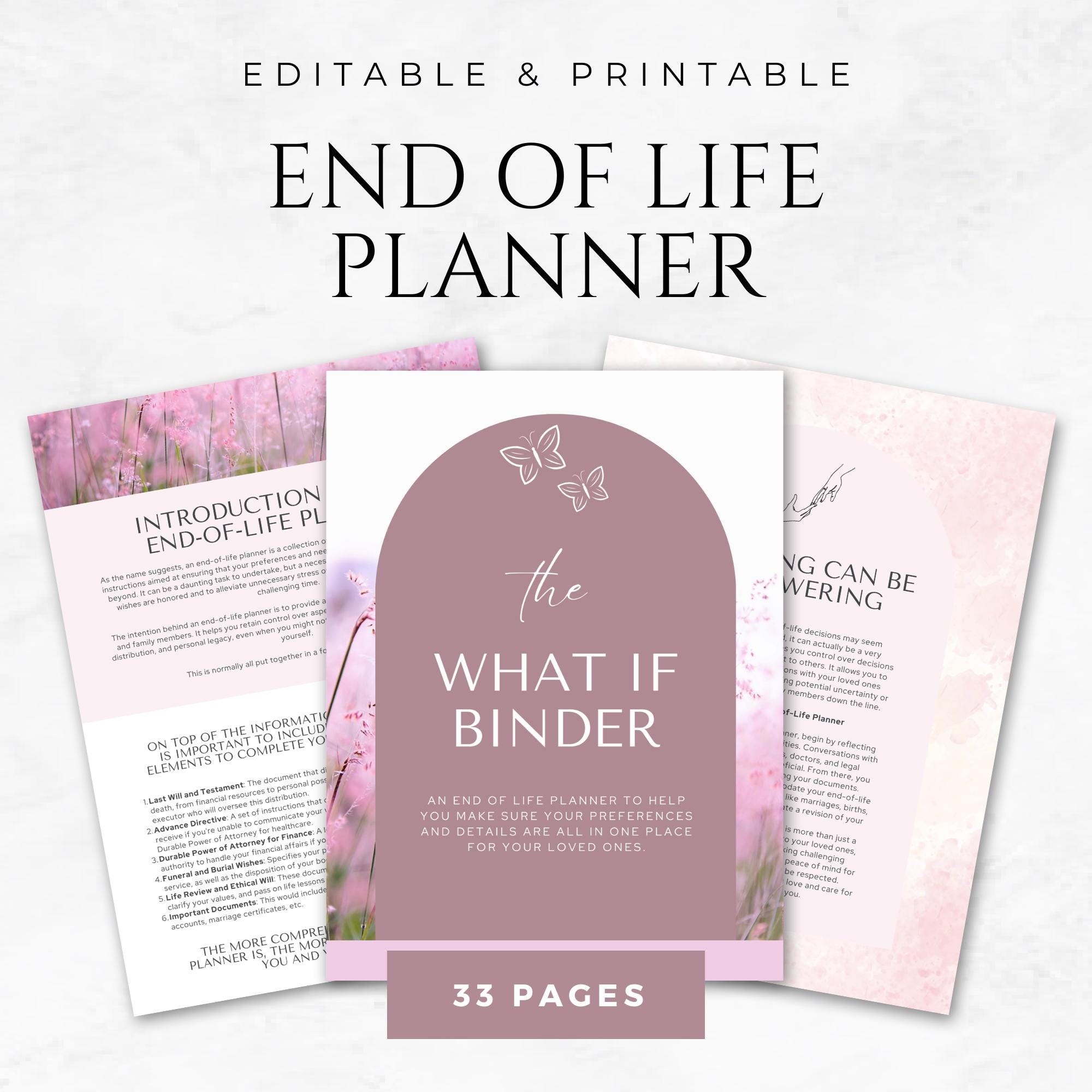 End of Life Planner Template Printable Funeral Planner Death Planner Memorial Service Plan Last ...