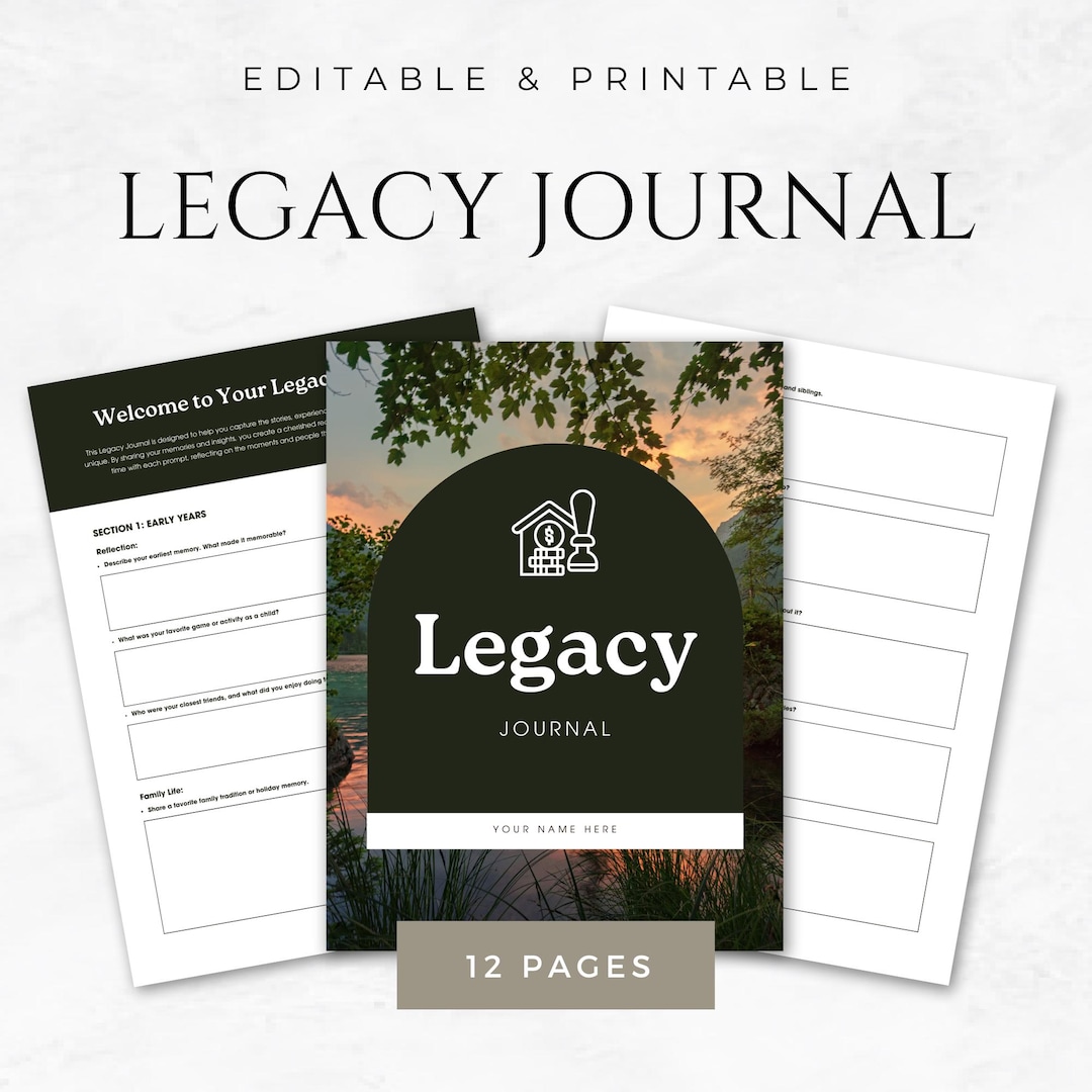 Personal Legacy Journal Template Printable Ancestry Journal Life Story ...