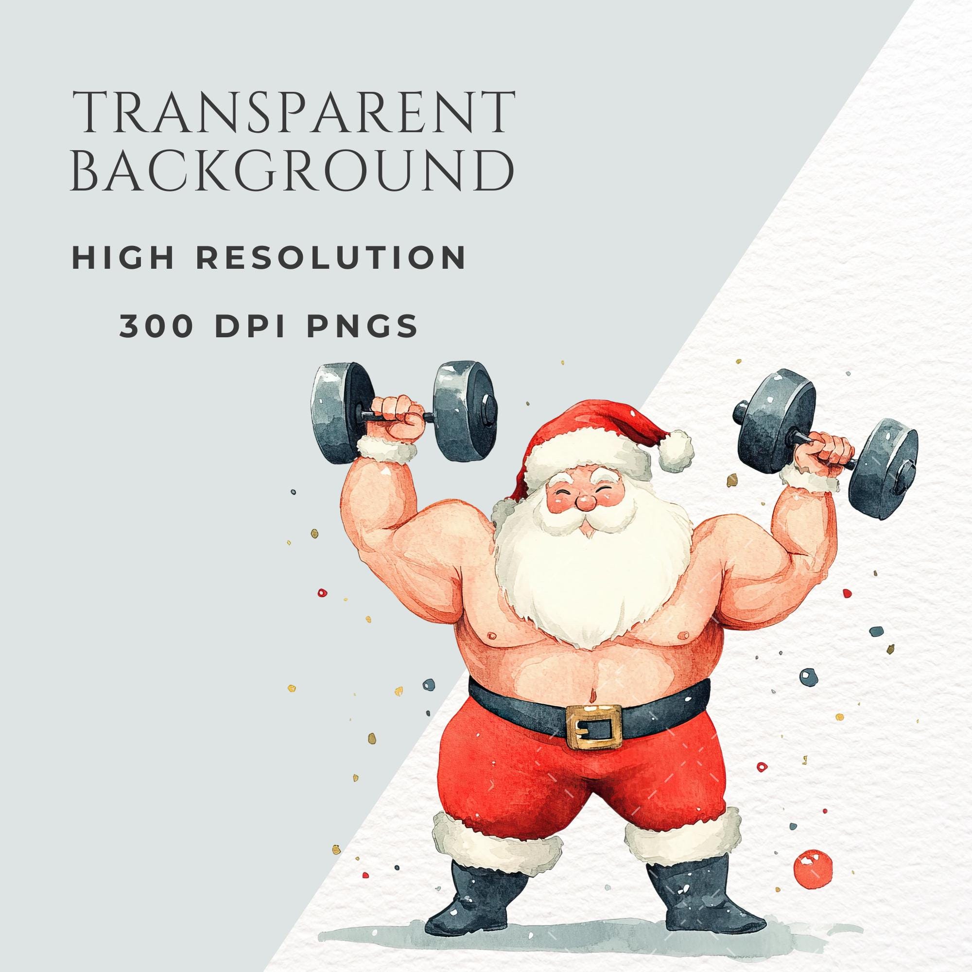 Muscular Santa Claus Clipart Powerlifter Santa Strong Santa Bodybuilder ...