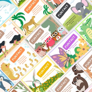 Printable Animal Themed Lunch Box Facts for Kids Fun Facts Trivia Lunch ...