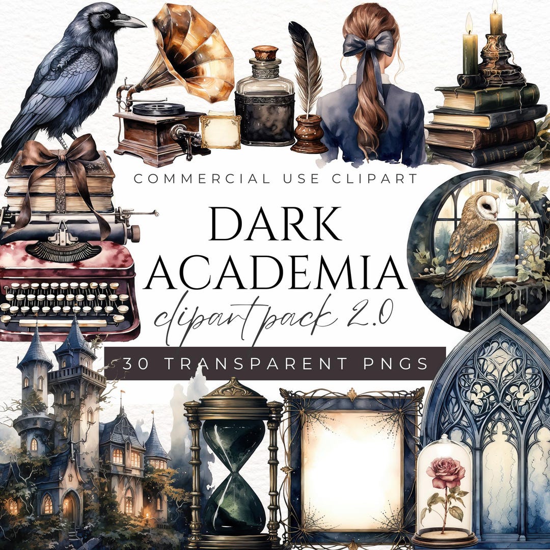 Dark Academia Clipart Vintage Aesthetic Clipart Gothic Academic ...